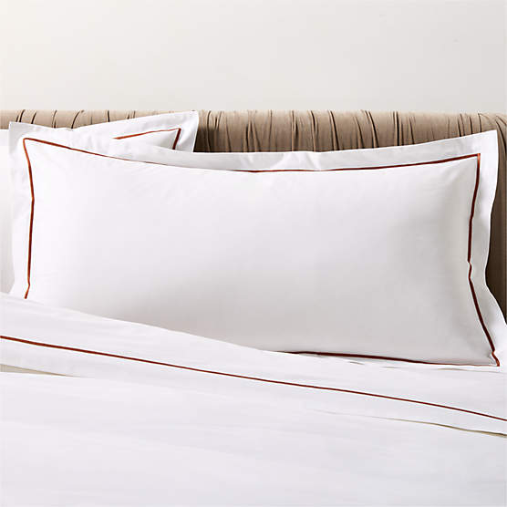 Marisal Organic Cotton Percale 400 Thread Count White and Sienna Brown ...
