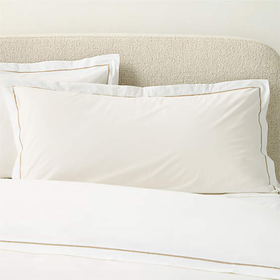 Marisal Organic Cotton Percale 400 Thread Count White with Taupe Full ...