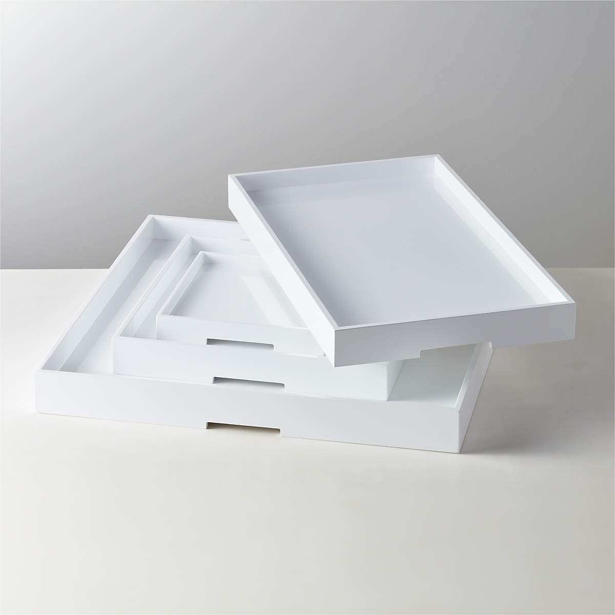 Marq High Gloss White Trays | CB2