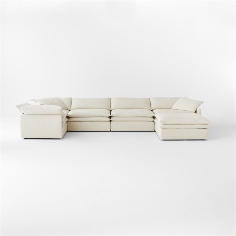 Mattea 6-Piece U-Shaped Neutral Performance Linen Sectional Sofa with ...