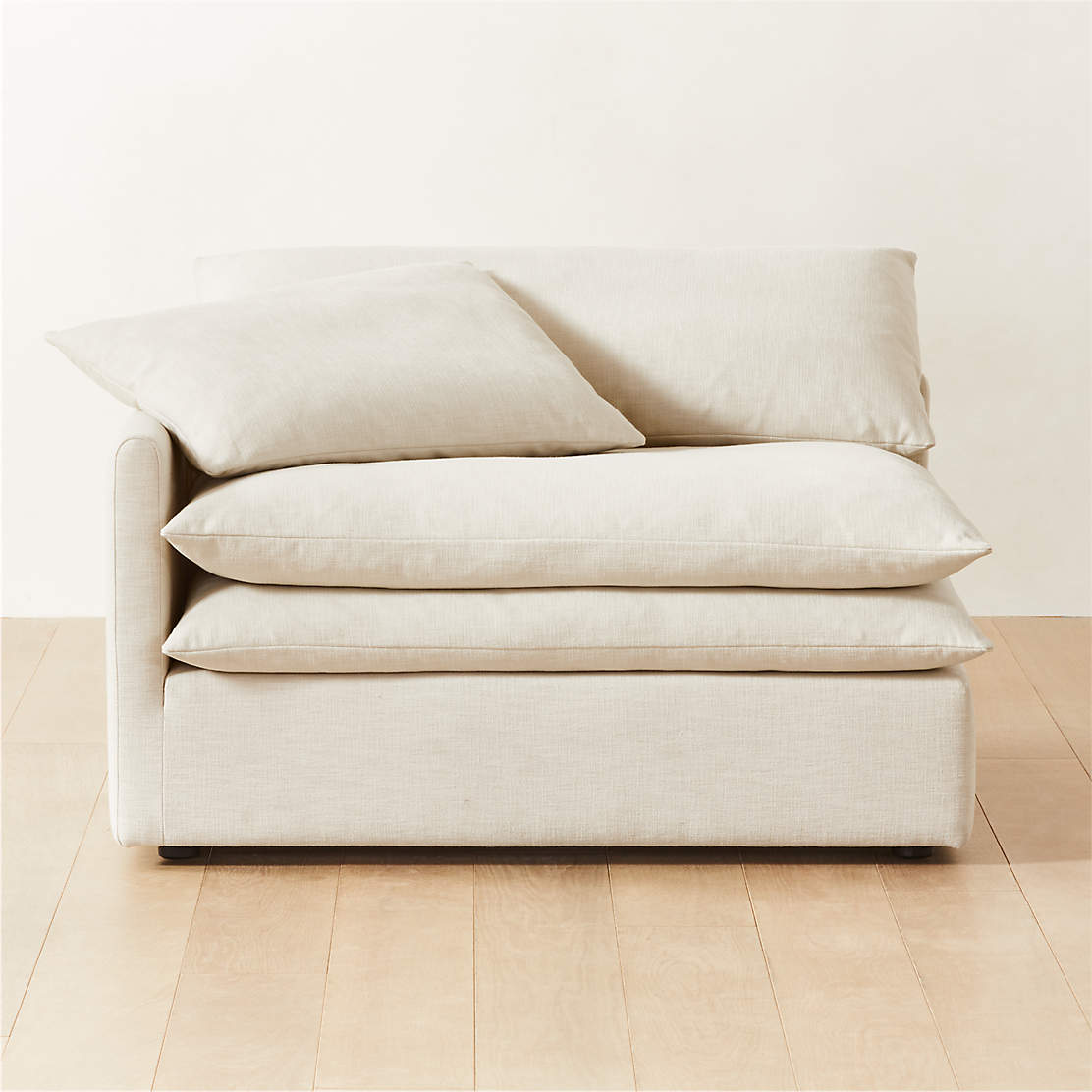 Mattea Neutral Performance Fabric Right-Arm Chair + Reviews | CB2