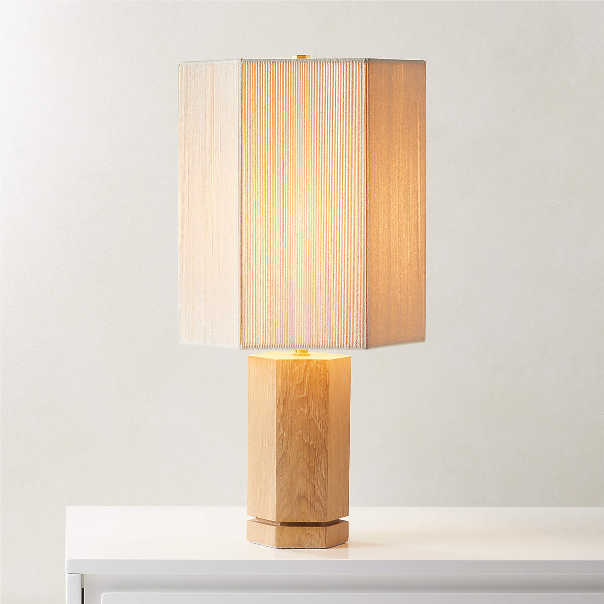 Maya White Ebonized Oak Wooden Modern Table Lamp + Reviews | CB2