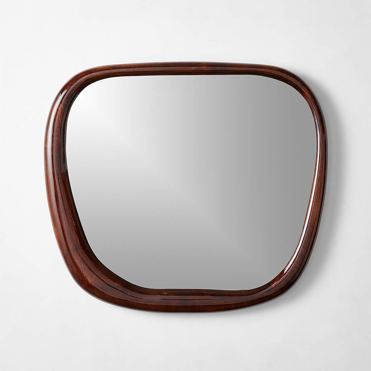 Meriti Polished Walnut Wood Wall Mirror 30''x32'' | CB2