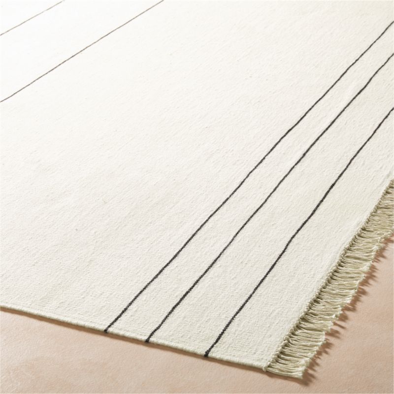 Mieta Handwoven Warm White Stripe New Zealand Wool Area Rug 8'x10 ...