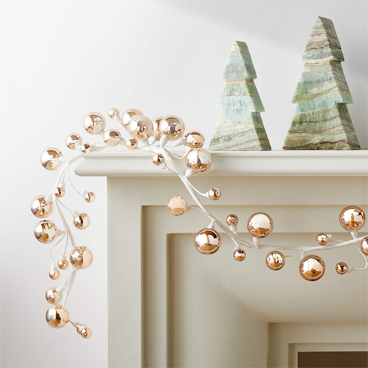 Mini Champagne Gold Ball Holiday Garland 72" + Reviews | CB2