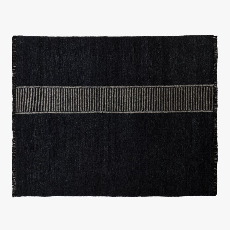 Moleno Handwoven Black Stripe New Zealand Wool and Linen Area Rug 5'x8 ...