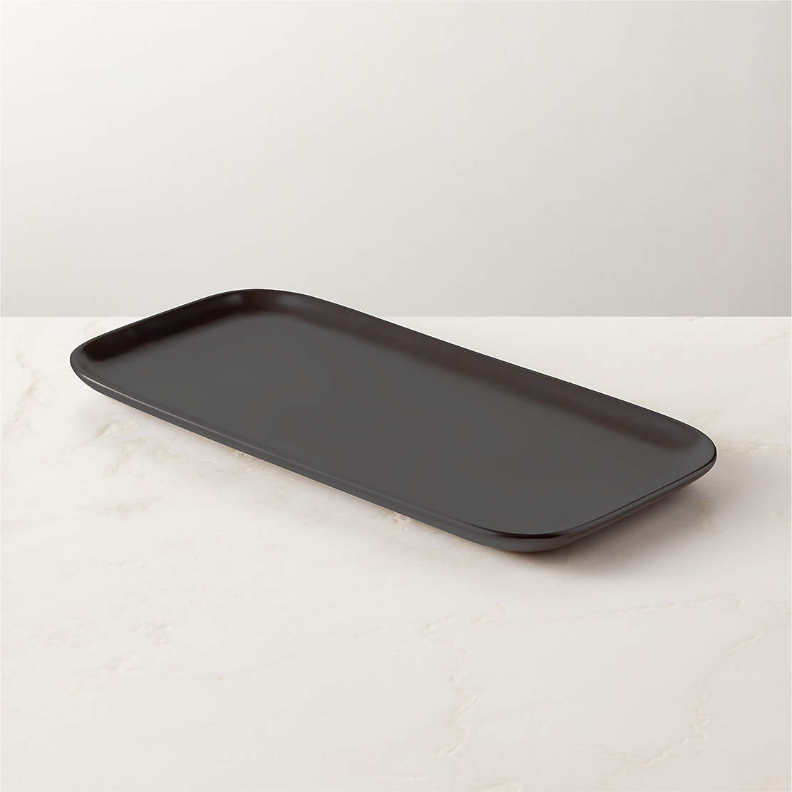 Bento Rectangular Matte Black Serving Platter + Reviews | CB2