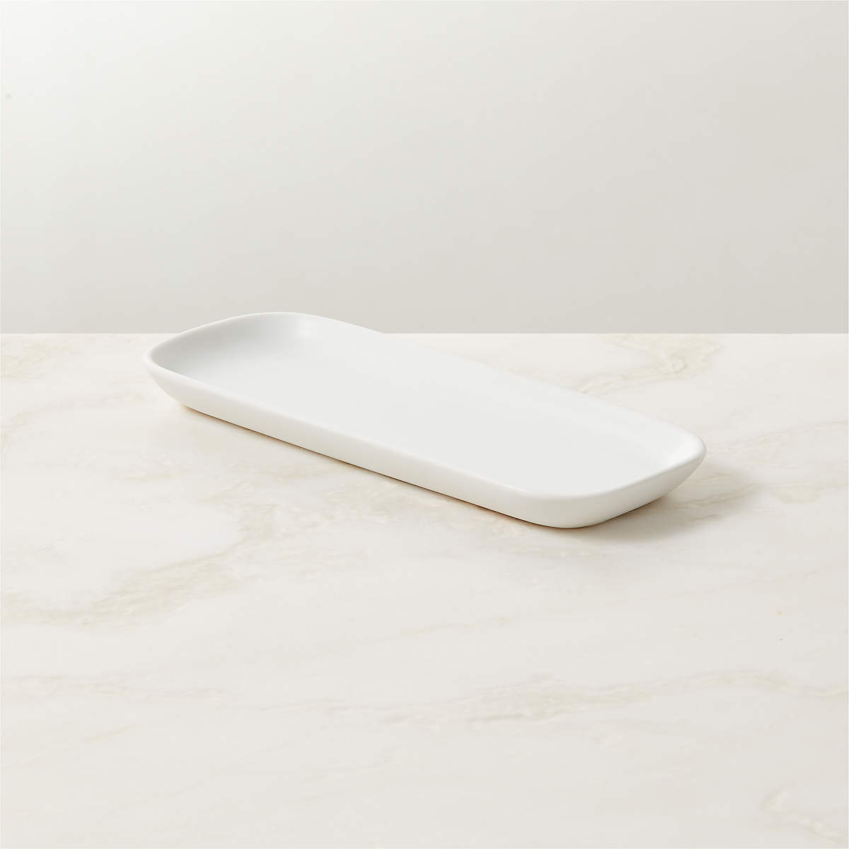 Mori Rectangular Matte White Serving Platter Small | CB2