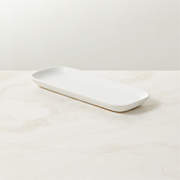 Mori Rectangular Matte White Serving Platter Small | CB2