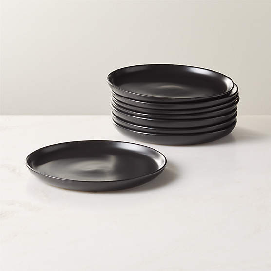 Mori Matte Black Dinner Plates Set of 8 + Reviews | CB2