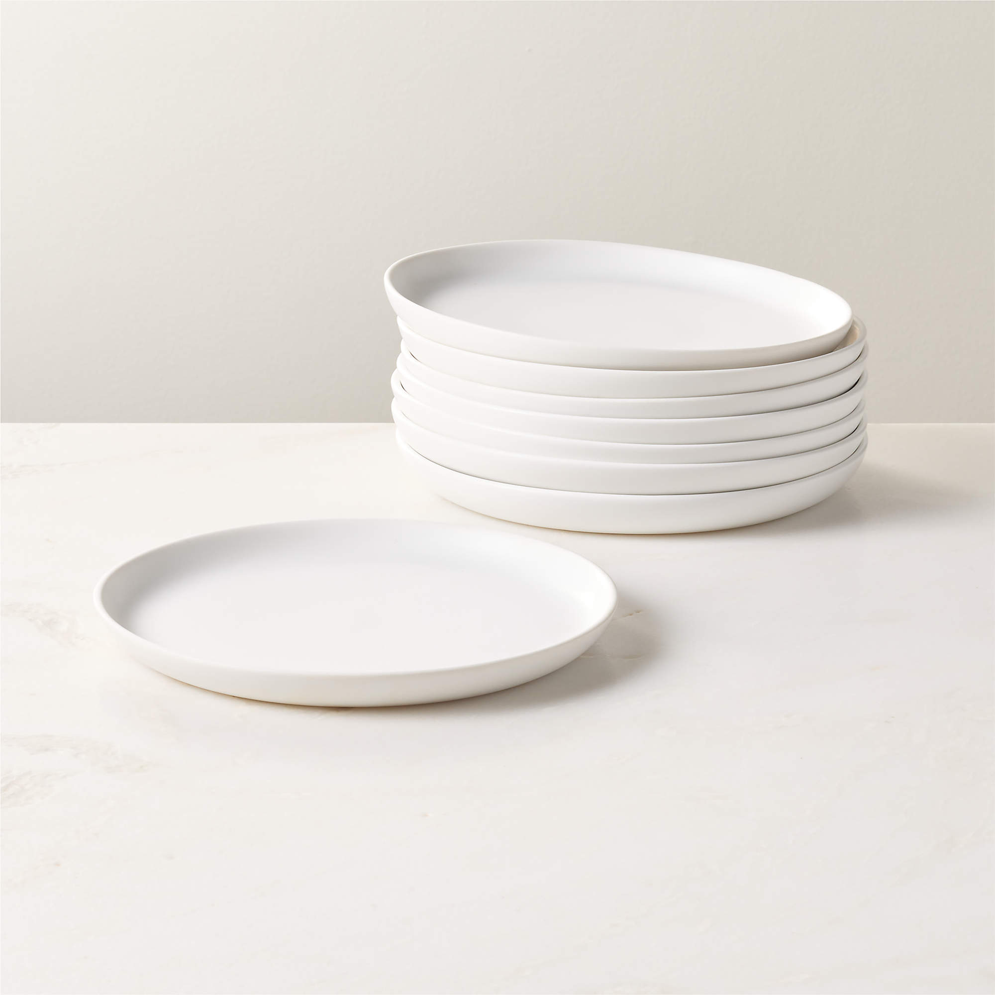 Mori Matte White Salad Plates Set of 8 | CB2