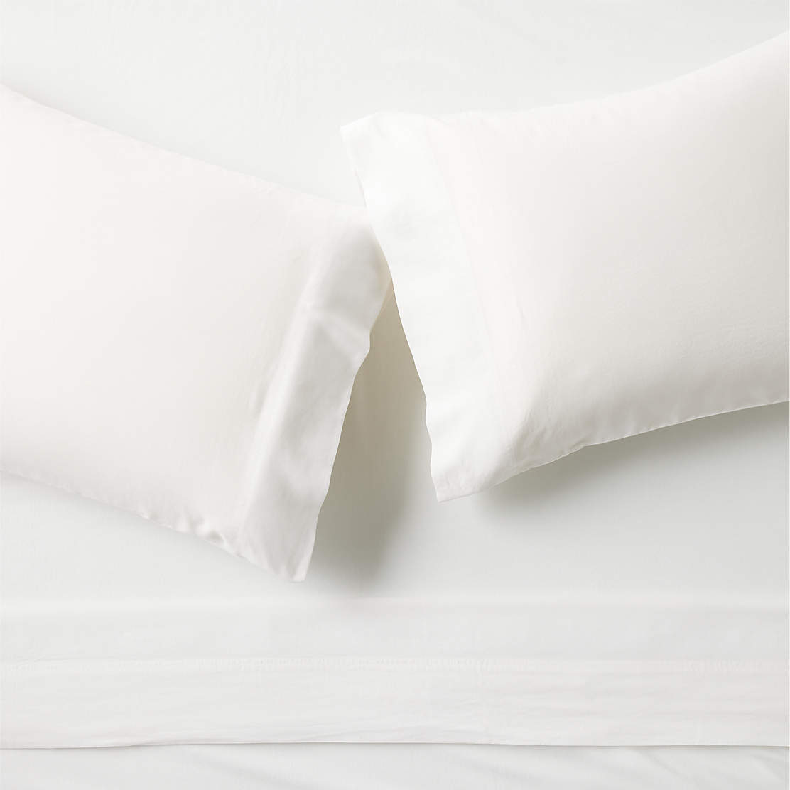 Muna Warm White Washed TENCEL Solid King Pillowcases Set of 2 | CB2