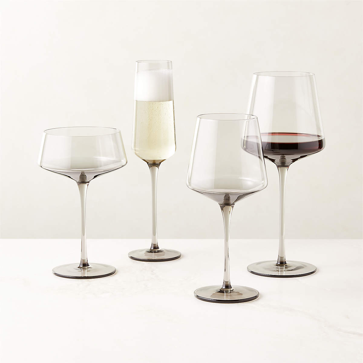 Muse Modern Smoked Glass Champagne Flute + Reviews | CB2 Canada
