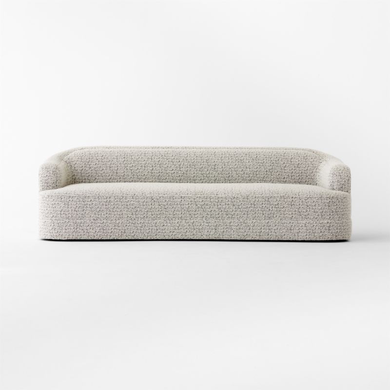 Mylene 97" Black and White Boucle Curved Sofa by goop | CB2 Canada