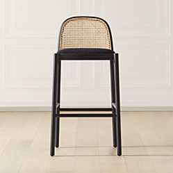 Nadia Modern Black Cane Counter Stool + Reviews | CB2 Canada
