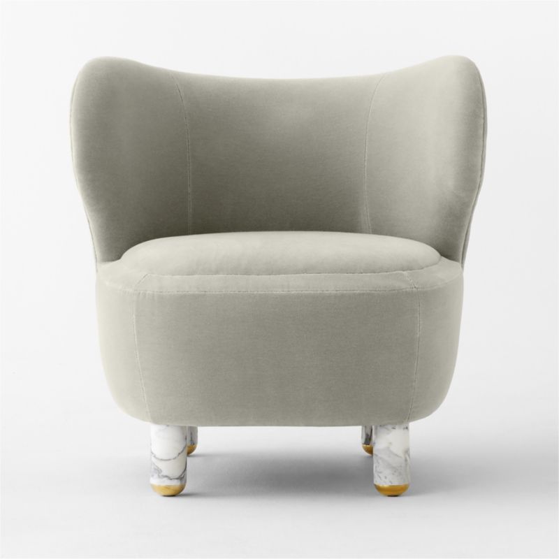 Nadine Faux Mohair Accent Chair with Marble Legs by goop | CB2