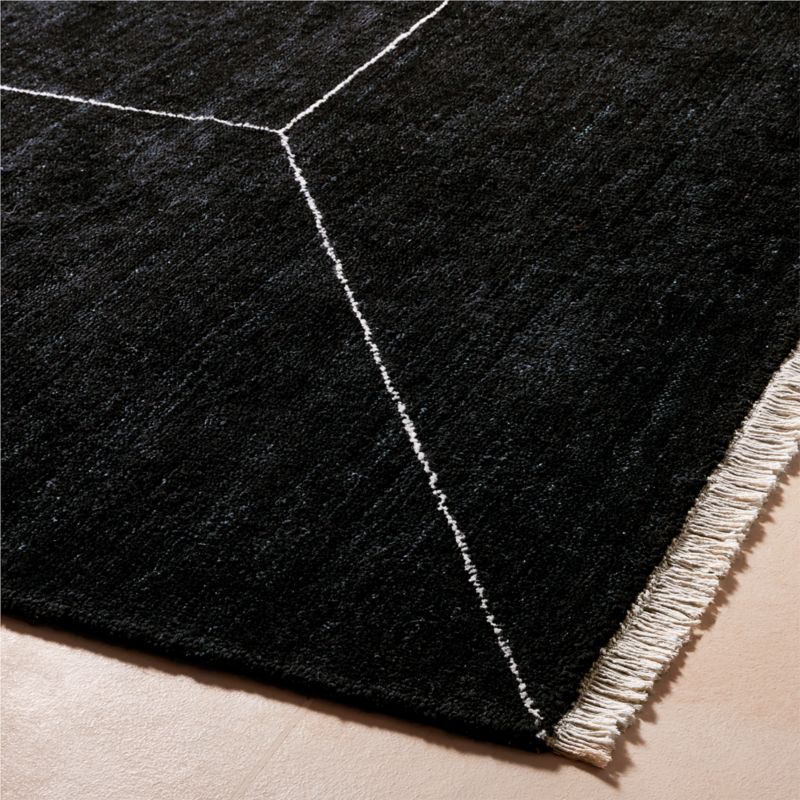 Nadya Handloomed Black Geometric New Zealand Wool Area Rug 5'x8' | CB2