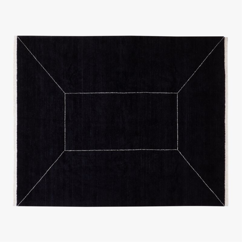 Nadya Handloomed Black Geometric New Zealand Wool Area Rug 8'x10' | CB2