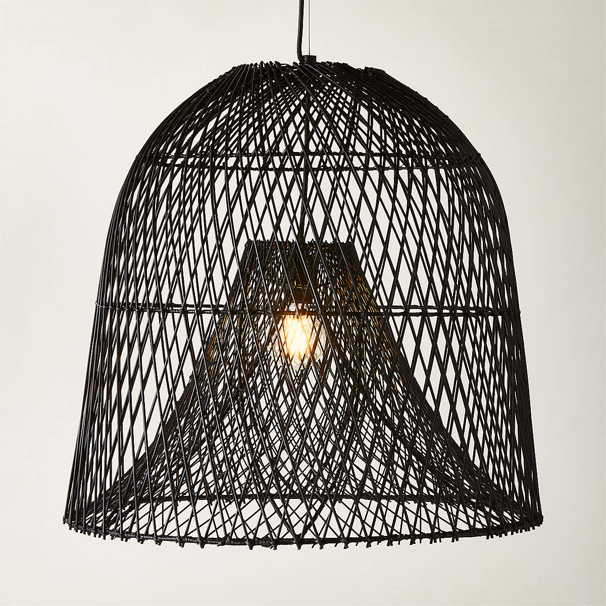 Nassa Woven Black Bamboo Pendant Light | CB2