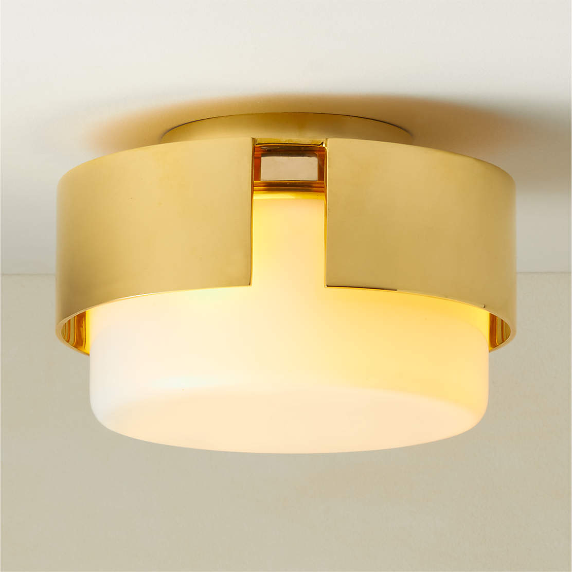 Navi Cast Blackened Brass Flush Mount Light + Reviews | CB2