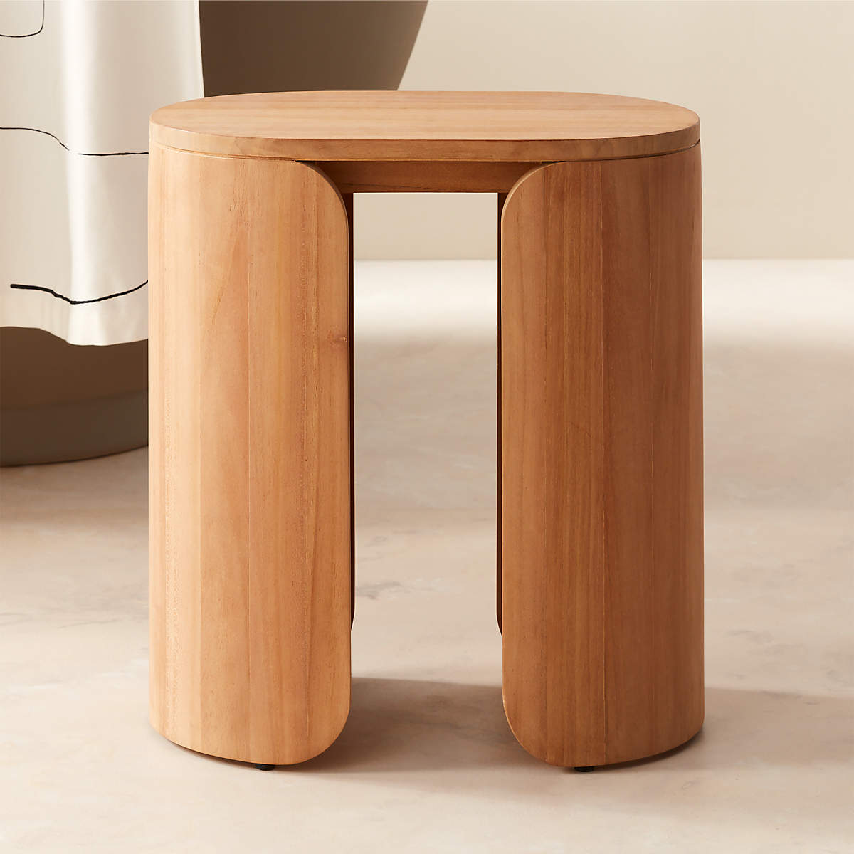 Neev Natural Teak Wood Stool | CB2 Canada