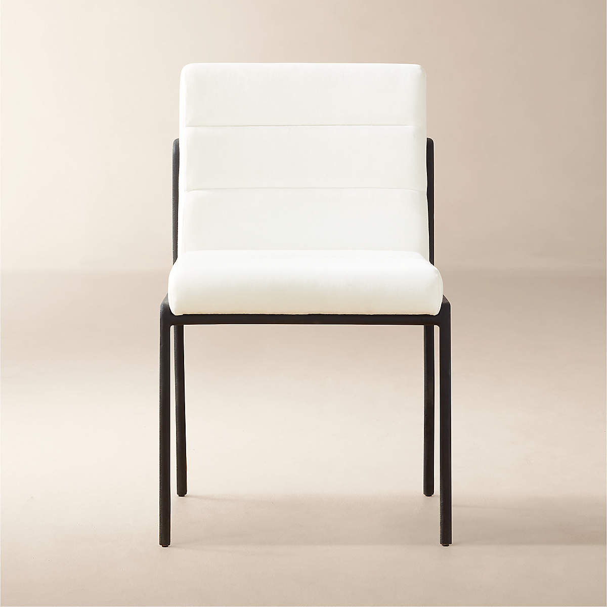 Nephi Cast Metal and Ivory Velvet Dining Chair | CB2