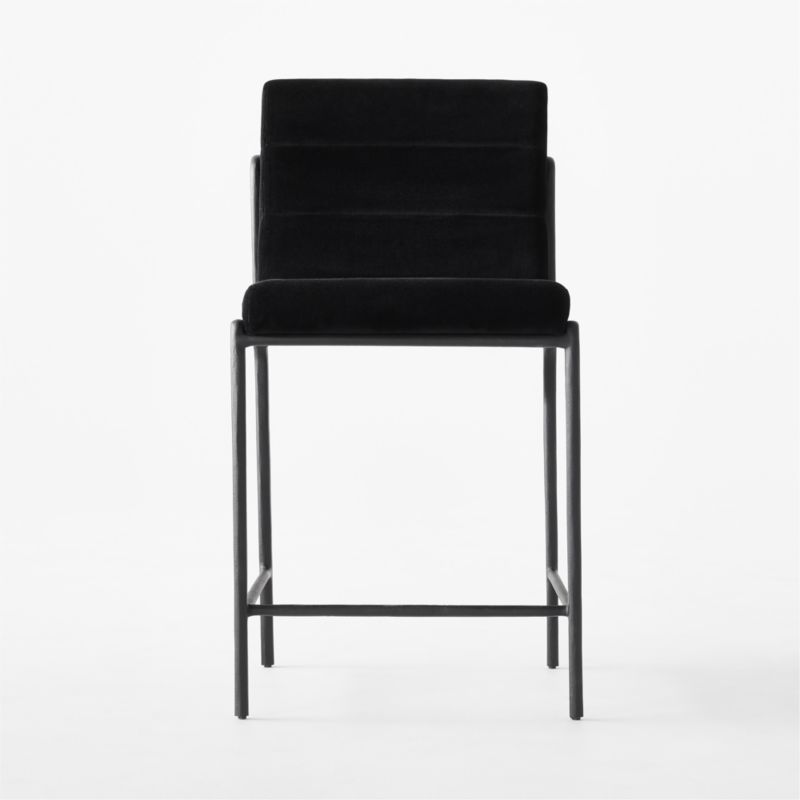 Nephi Cast Metal and Black Velvet Counter Stool | CB2