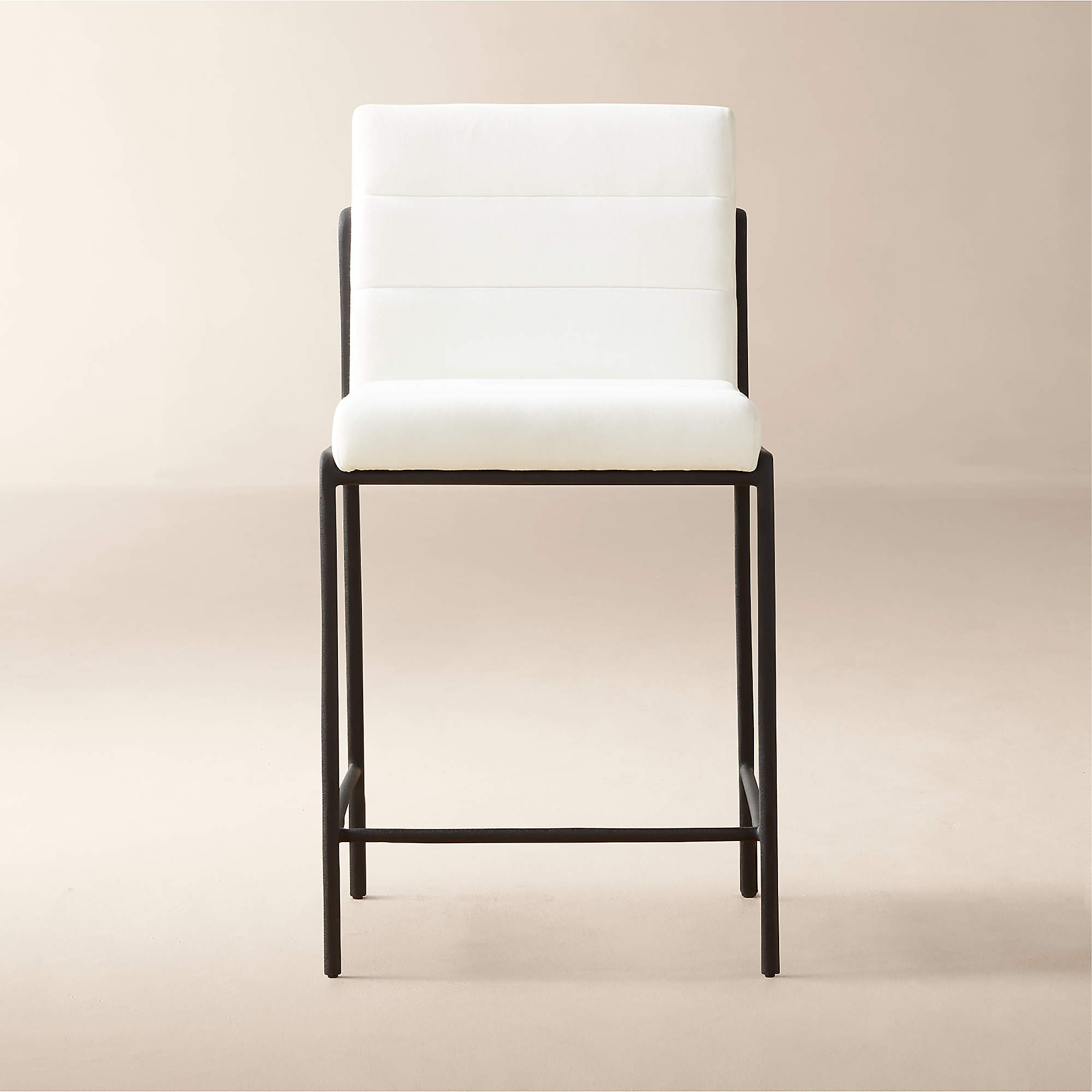 Nephi Cast Metal and Ivory Velvet Counter Stool | CB2 Canada