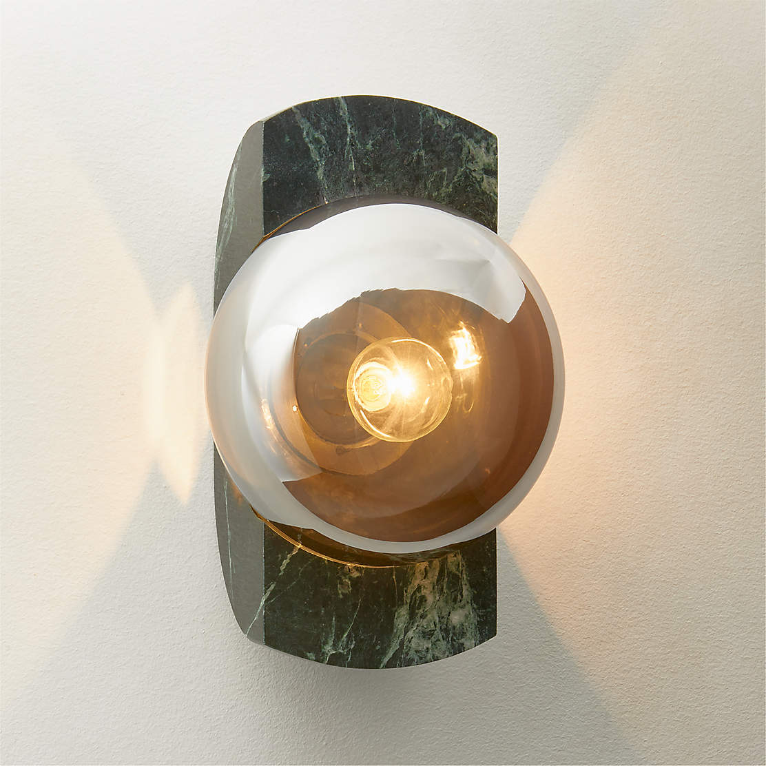 Ariel Fluted White Marble Wall Sconce + Reviews | CB2