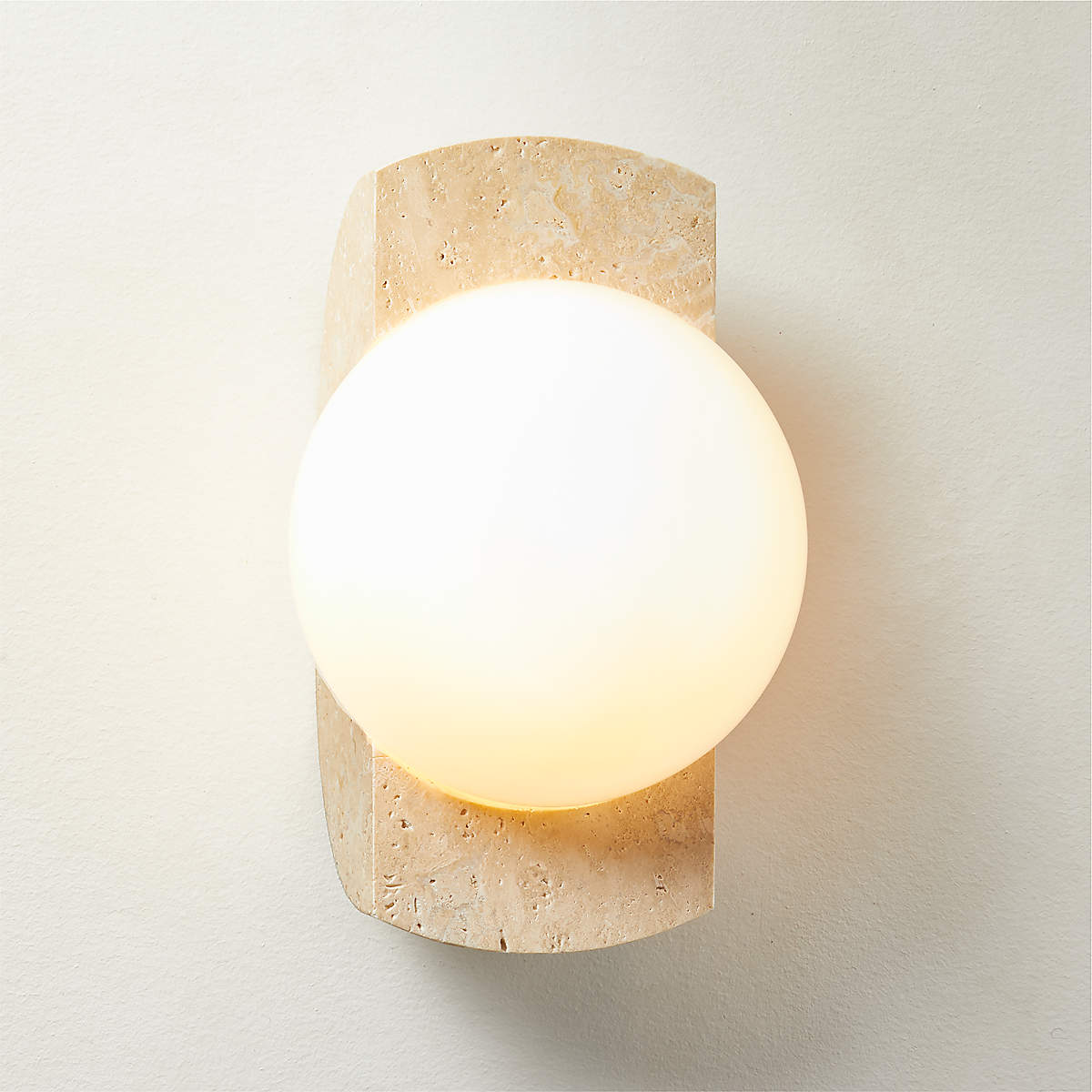 Neptune Travertine Modern Wall Sconce Light + Reviews | CB2 Canada
