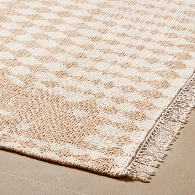 Neutro Hand-Knotted Sand and Warm White Abstract New Zealand Wool Area ...