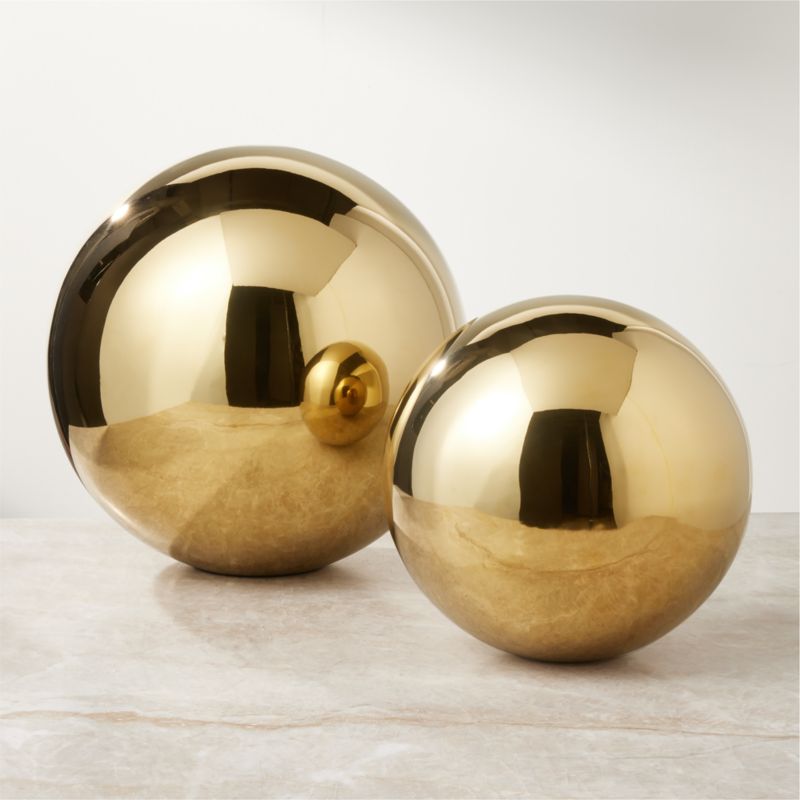 Nix Champagne Gold Decorative Orb 12" + Reviews | CB2