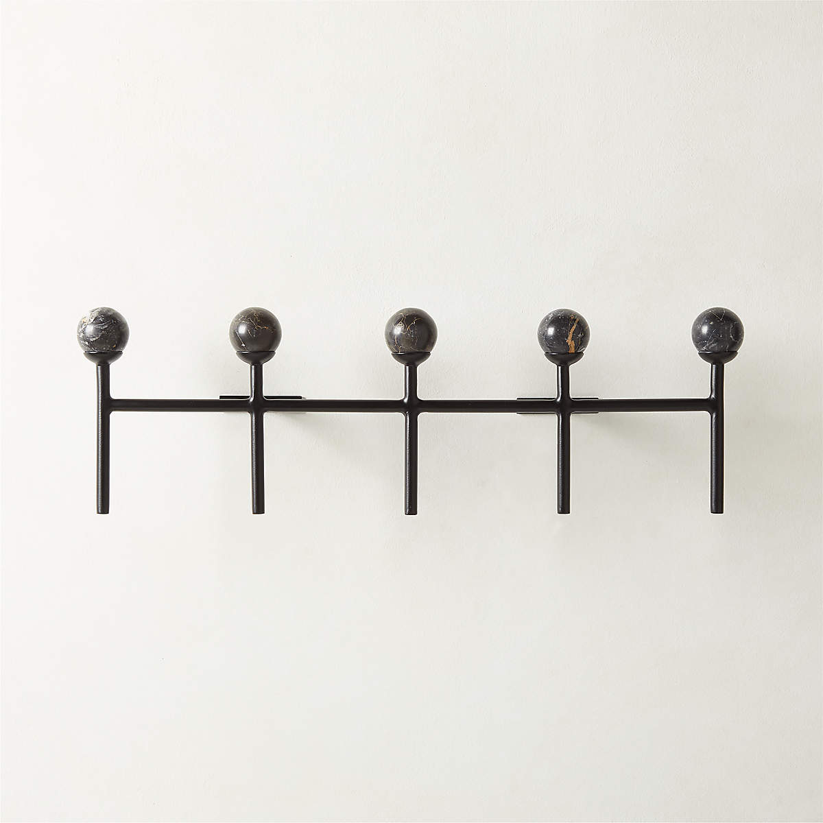 Noa Black Floral Marble Wall Coat Rack + Reviews | CB2