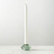 Nova Modern Ribbed Green Glass Reversible Candle Holder + Reviews | CB2
