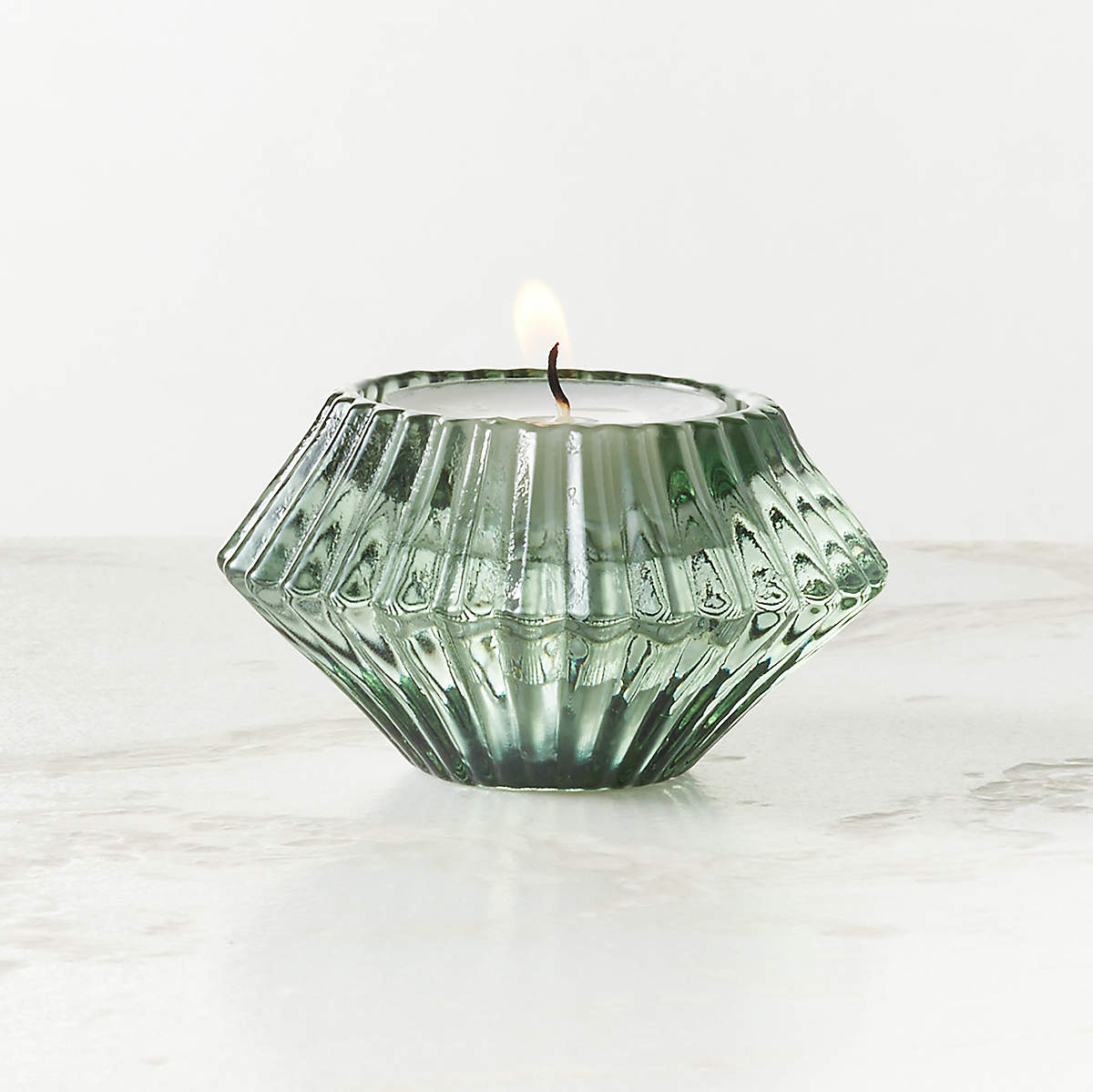 Nova Modern Ribbed Green Glass Reversible Candle Holder + Reviews | CB2 ...