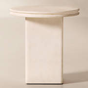 Oakley Round Faux Limestone Outdoor Side Table | CB2 Canada