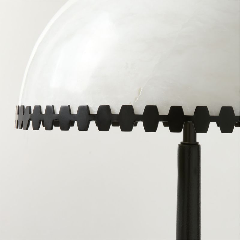 Oceana Black Metal Table Lamp with Alabaster Shade | CB2 Canada