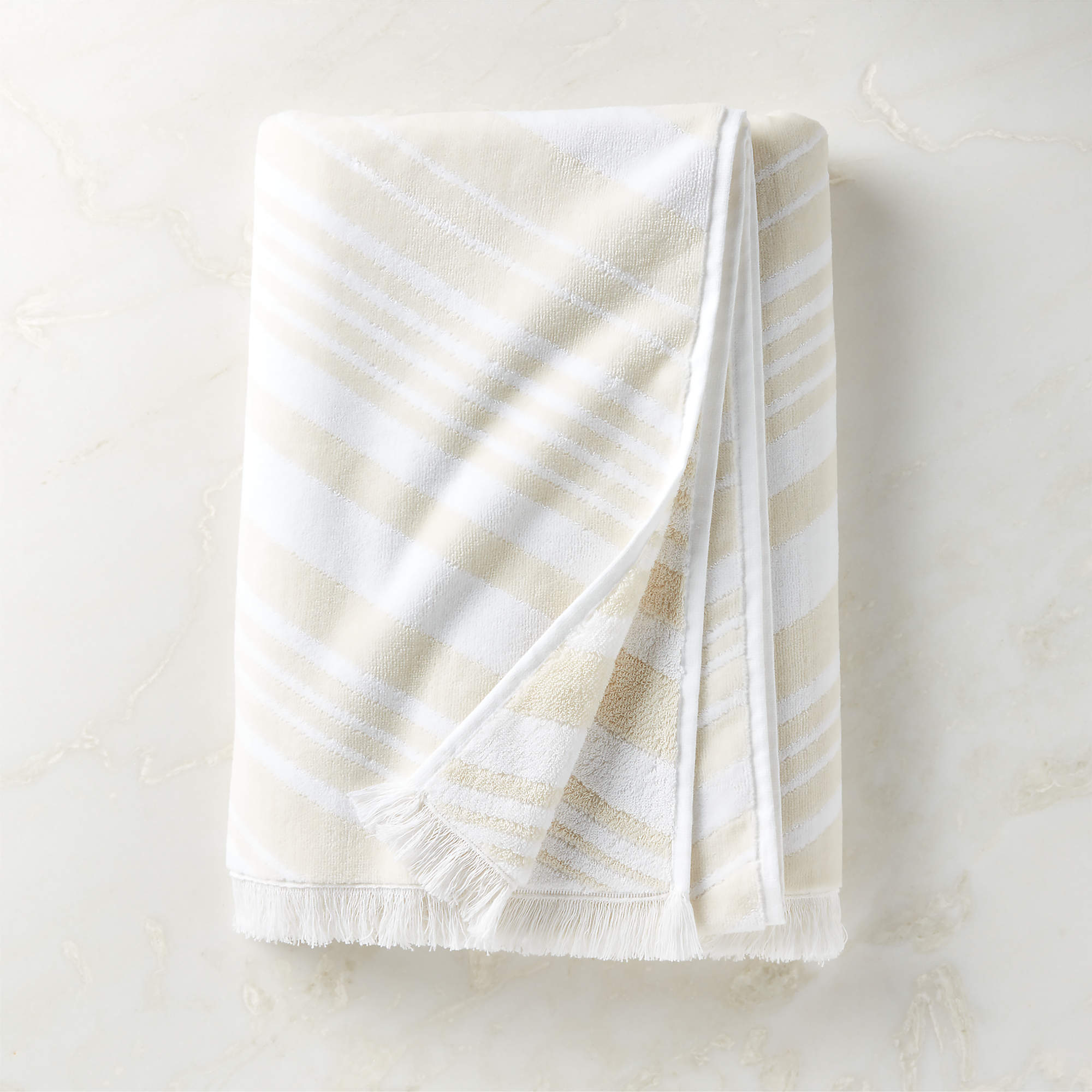 Onca Organic Cotton Ivory and White Bath Towel by Kravitz Design ...