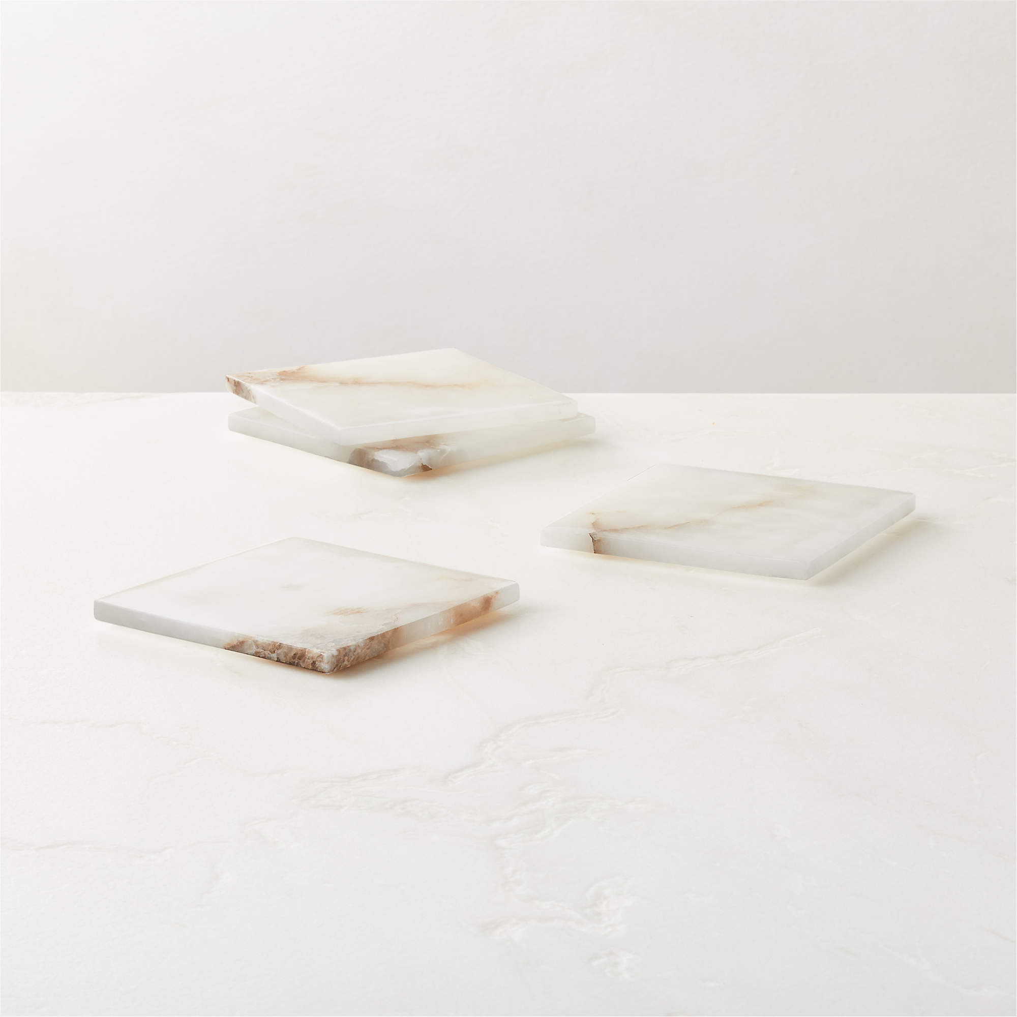 Oni White Alabaster Coasters Set of 4 + Reviews | CB2