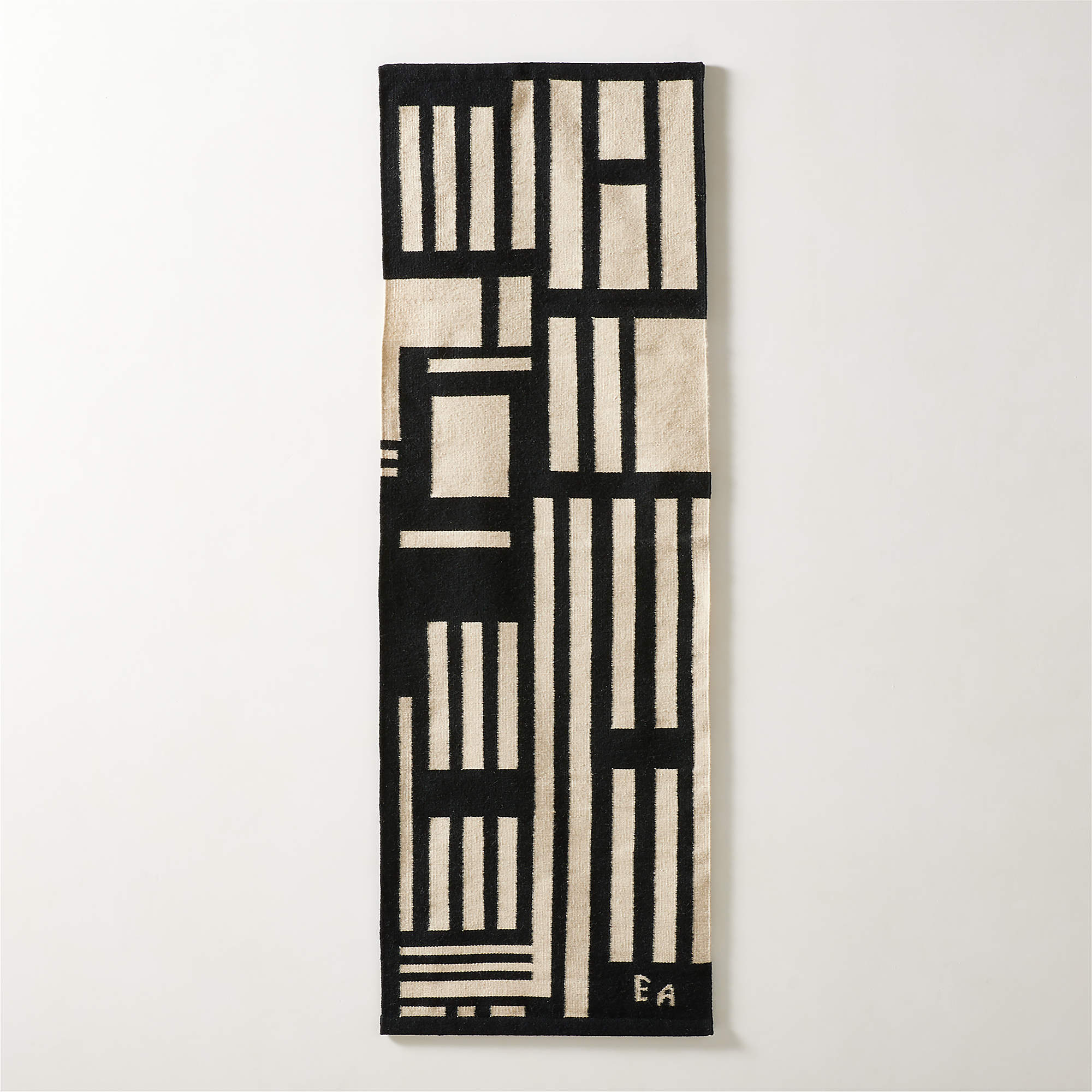 Op 66 Black and Ivory Wool Tapestry 24''x72" by Ackerman + Reviews | CB2