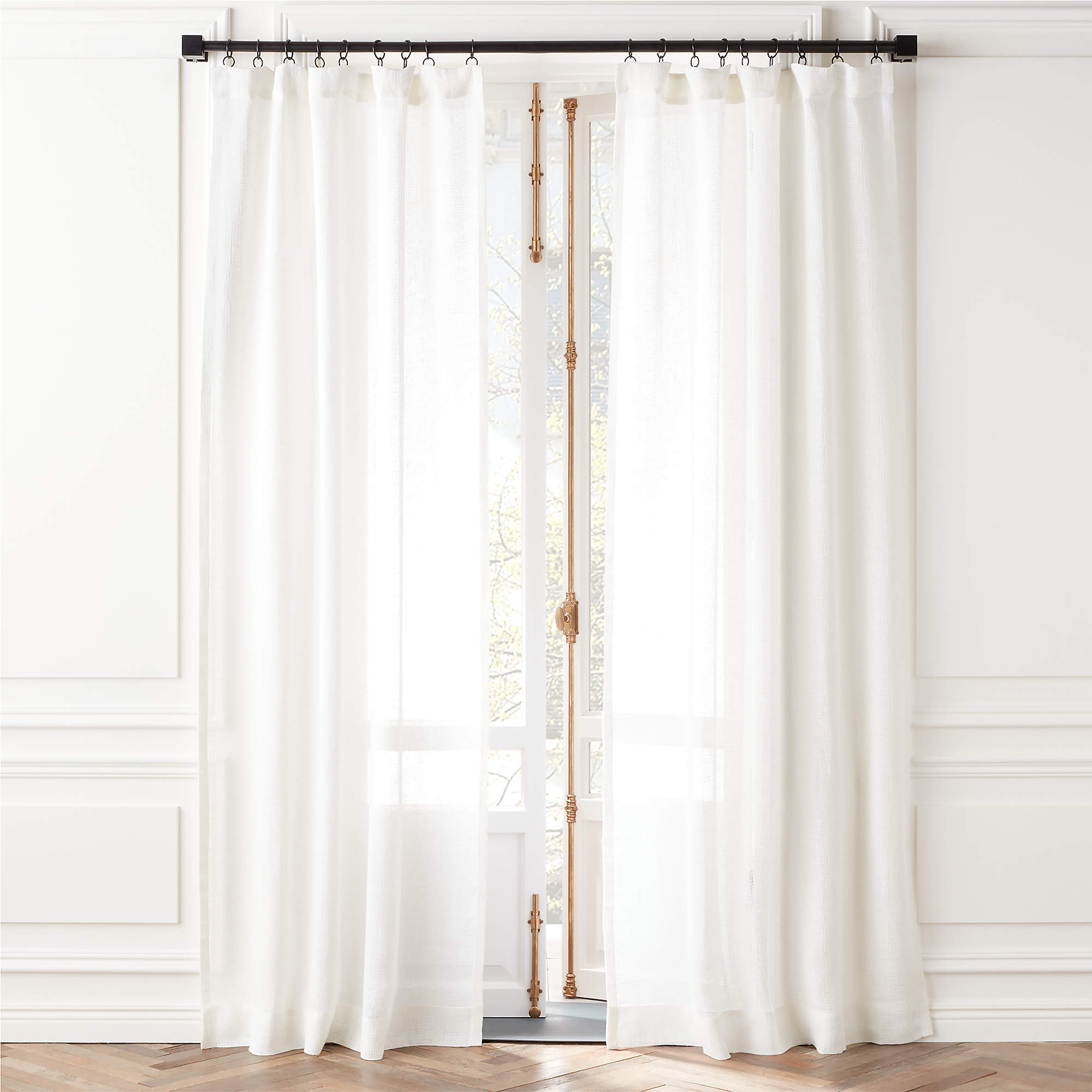 Modern White Linen Window Curtain Panel 48''x108'' | CB2