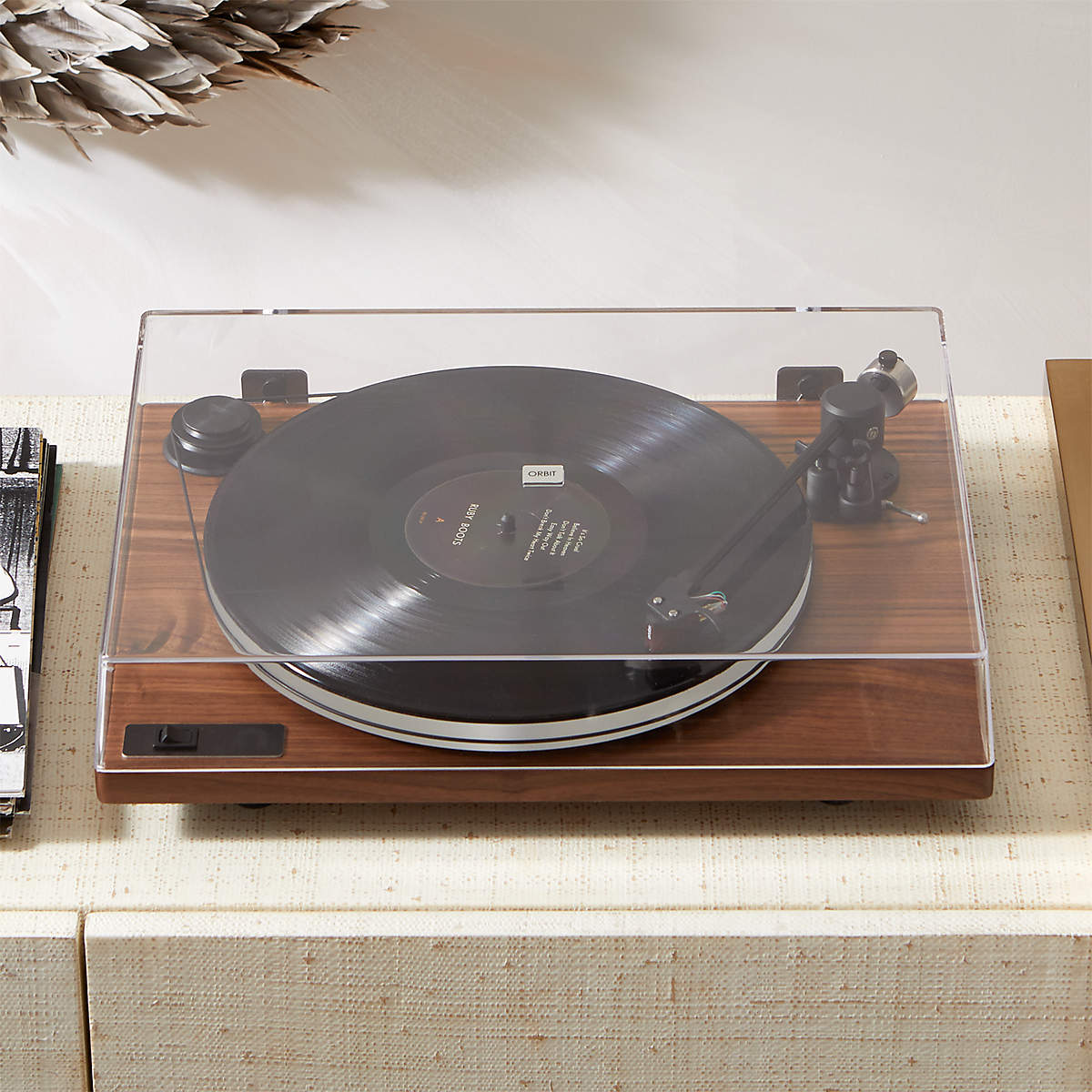 Orbit Special Walnut Turntable with Built-In Pre Amp + Reviews | CB2