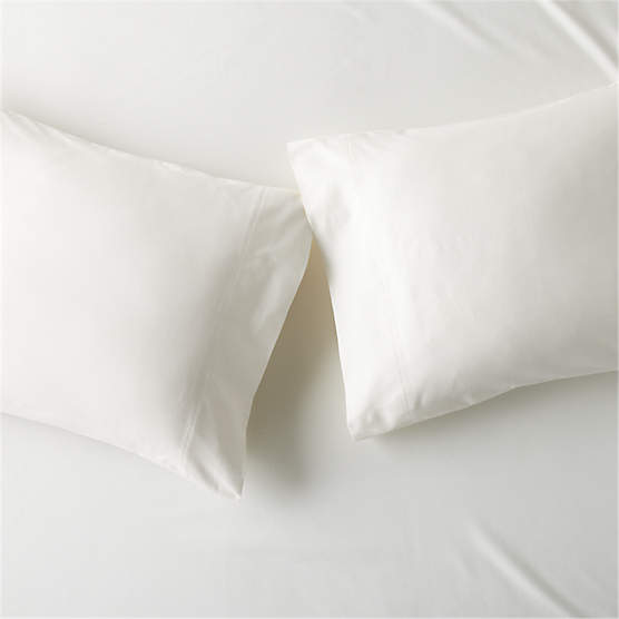 Organic Cotton Sateen 520 Thread Count White King Pillowcases Set of 2 ...