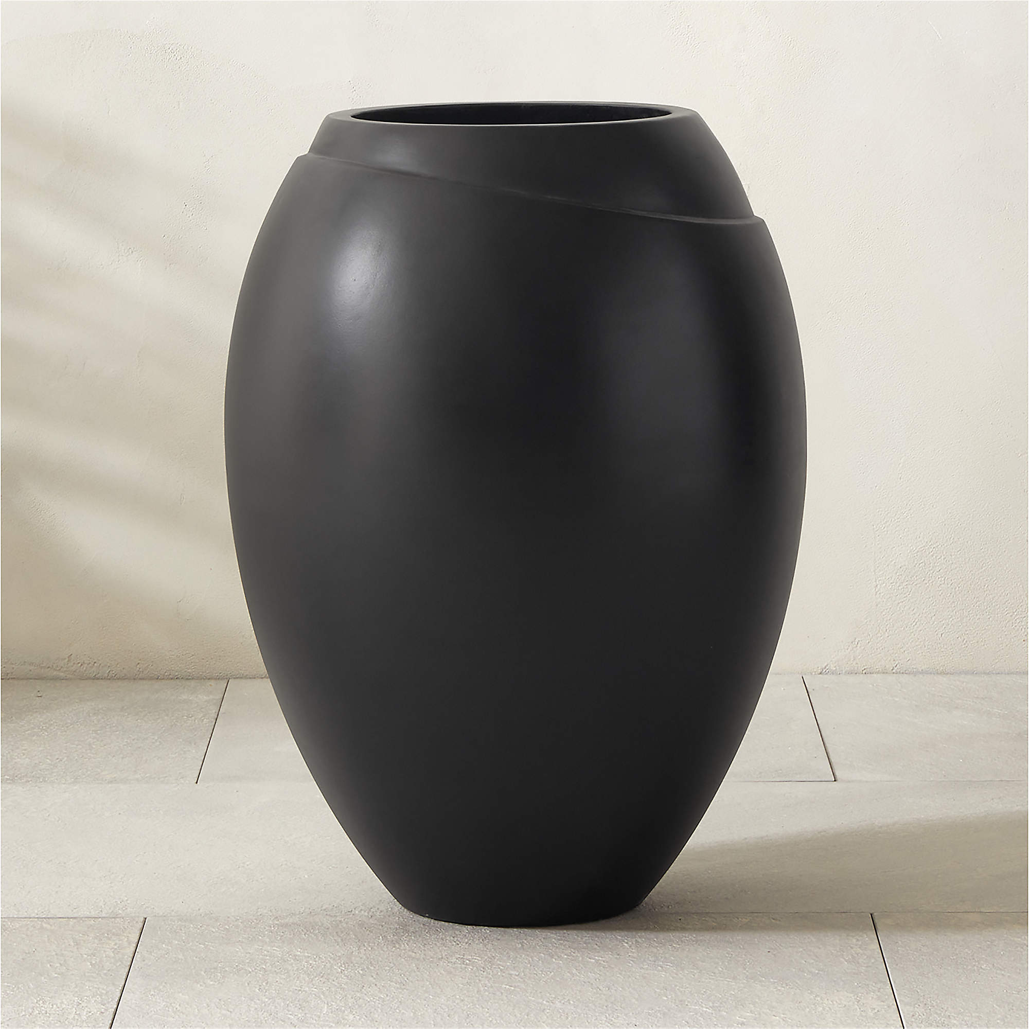 Ortice Round Black Indoor/Outdoor Planter Tall | CB2