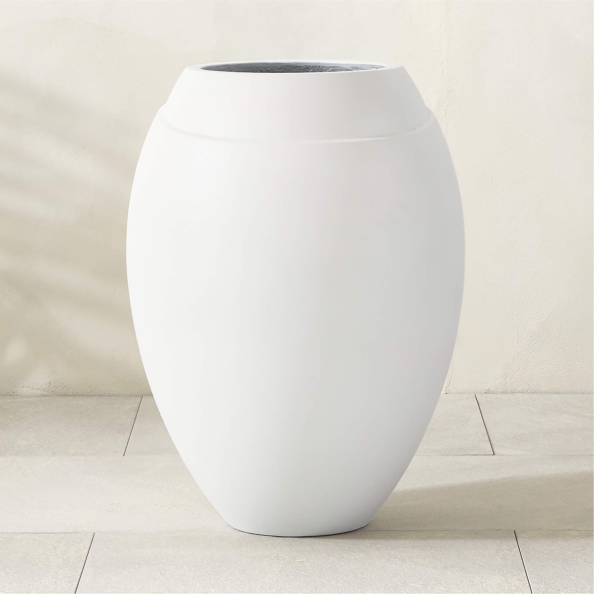 Ortice Round White Indoor/Outdoor Planter Tall | CB2