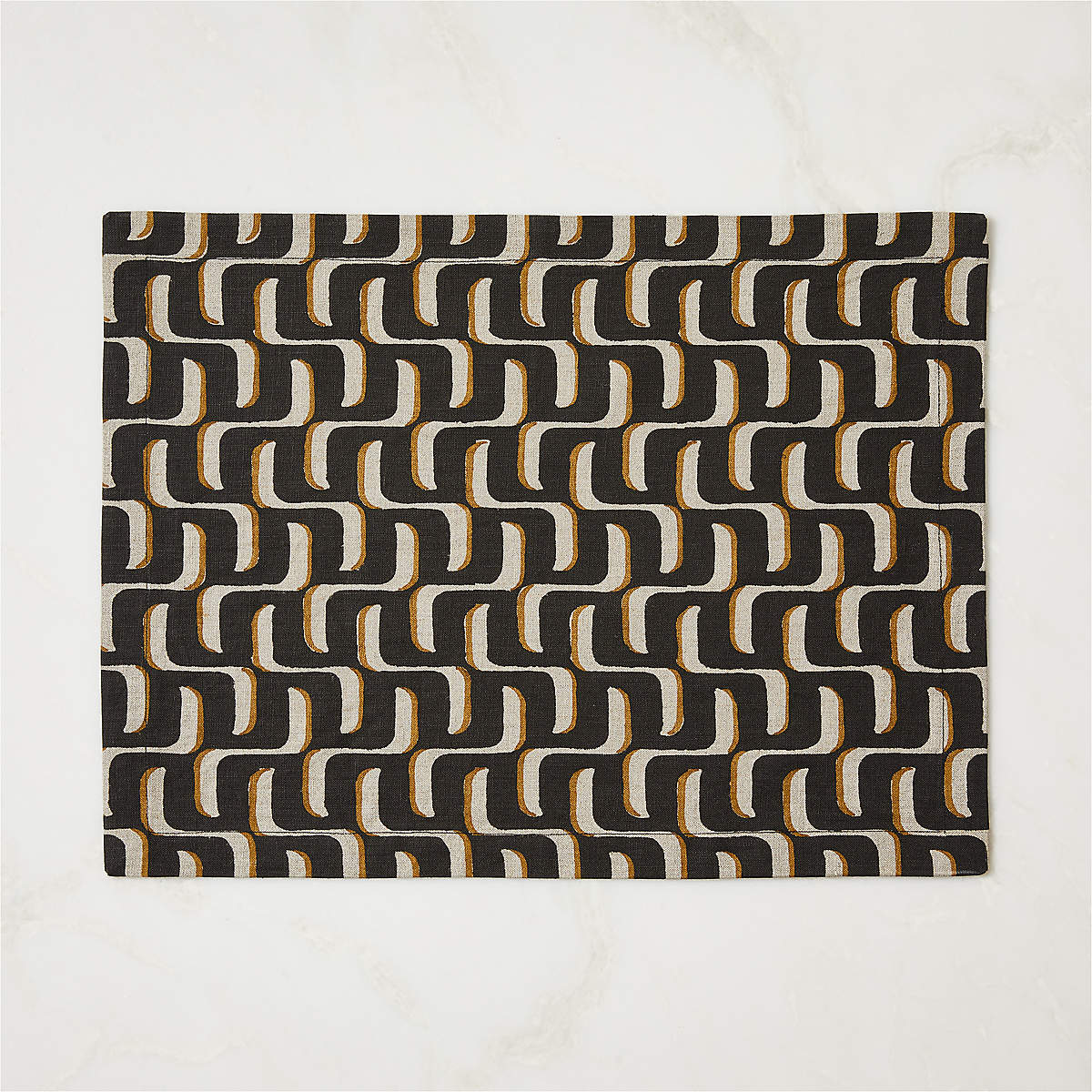 Osric Block Print Linen Placemat + Reviews | CB2