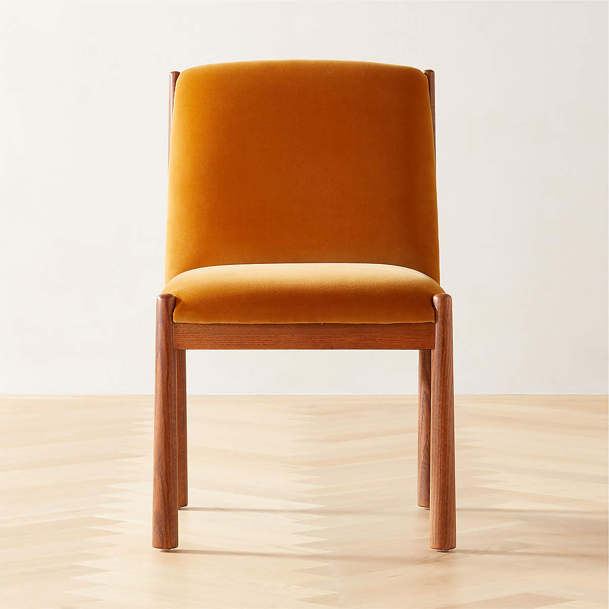 Paglia Modern Rust Orange Velvet Dining Chair + Reviews | CB2