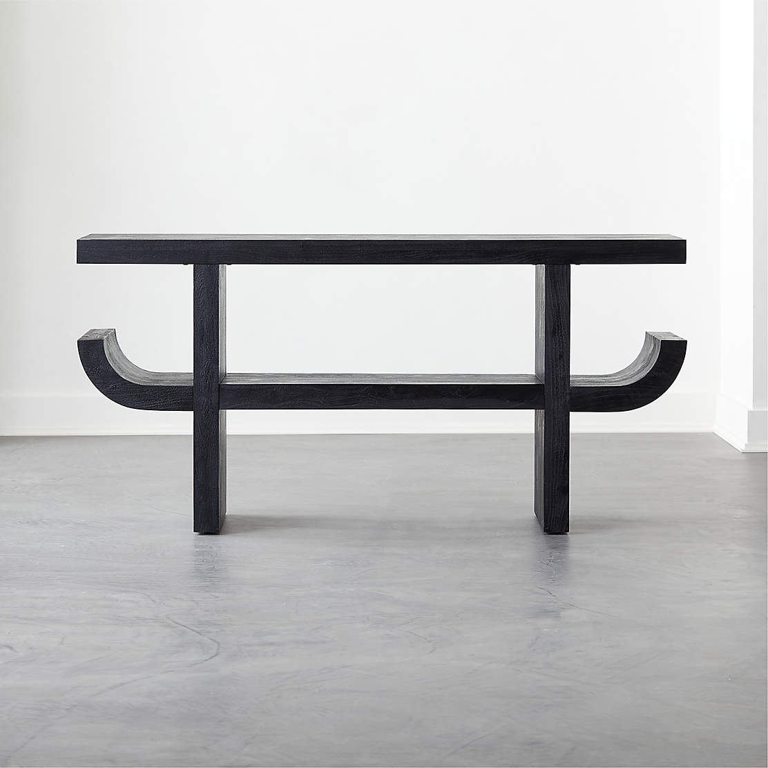 Crescent 36" Black Resin Console Table + Reviews | CB2