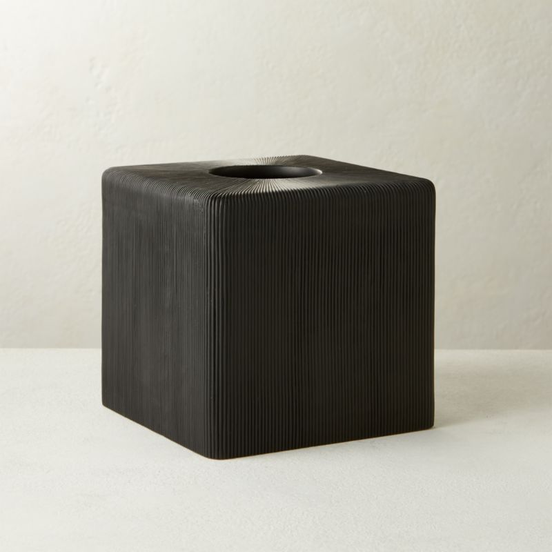 Parello Pleated Black Tissue Box Cover + Reviews | CB2