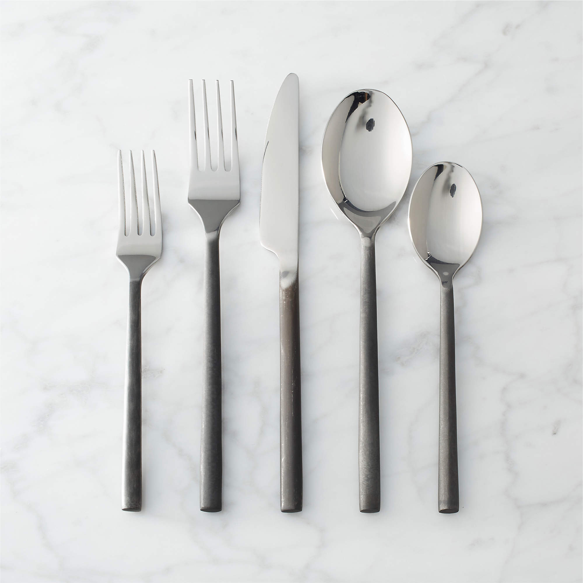 Rush 20-Piece Blackened Handle Flatware Set + Reviews | CB2